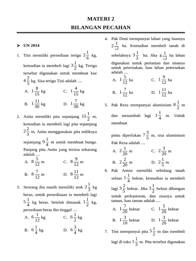 Bilangan Pecahan | PDF