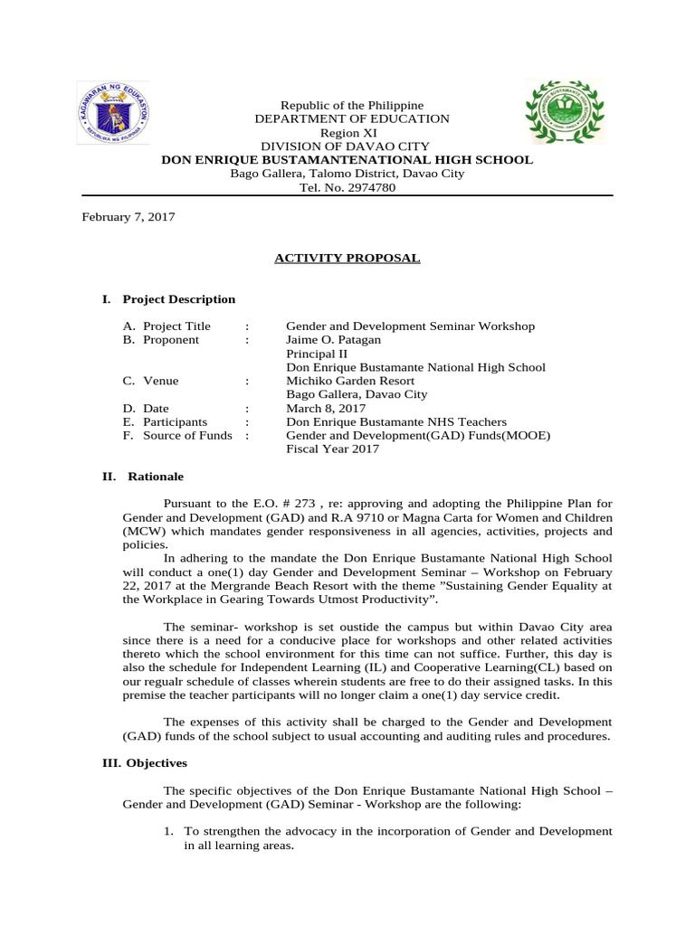 GAD Activity Proposal | PDF