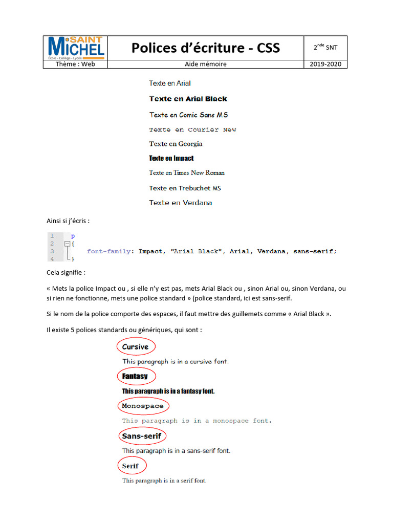 Polices_Ecriture_CSS | PDF