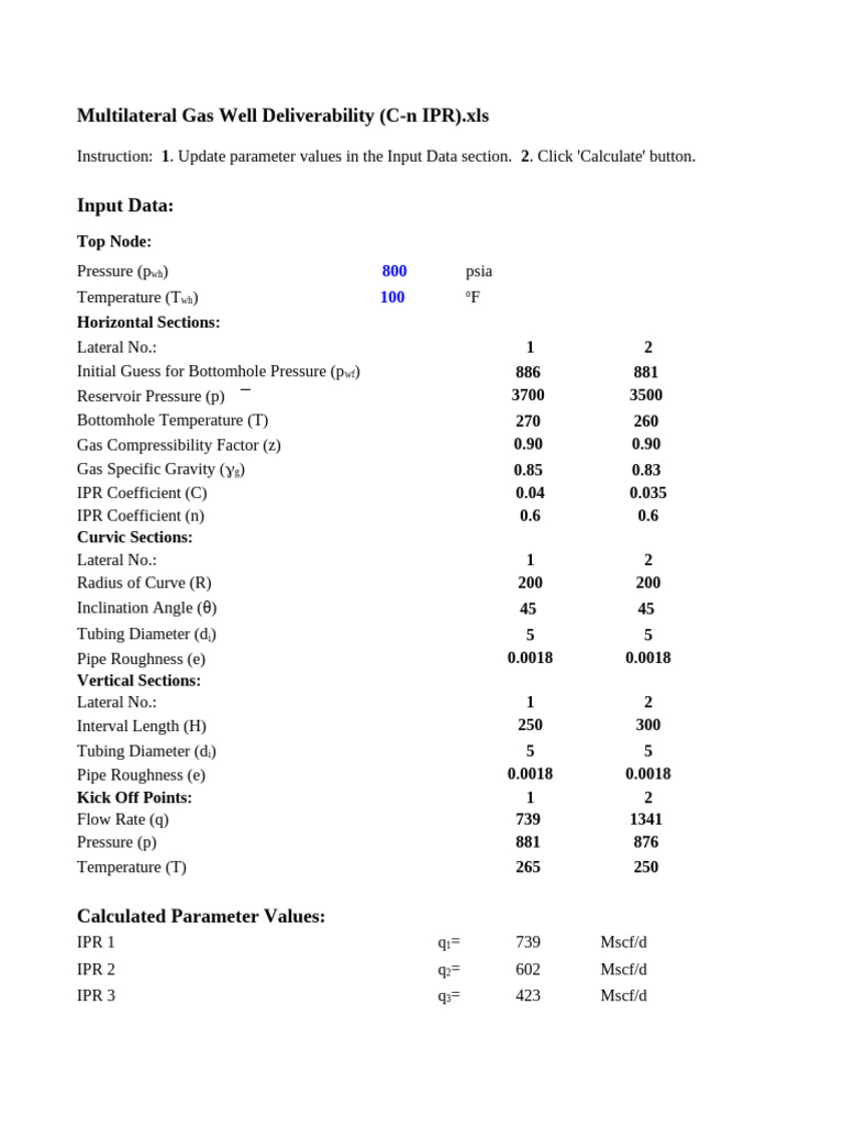 Multilateral Gas Well Deliverability C N IPR | PDF