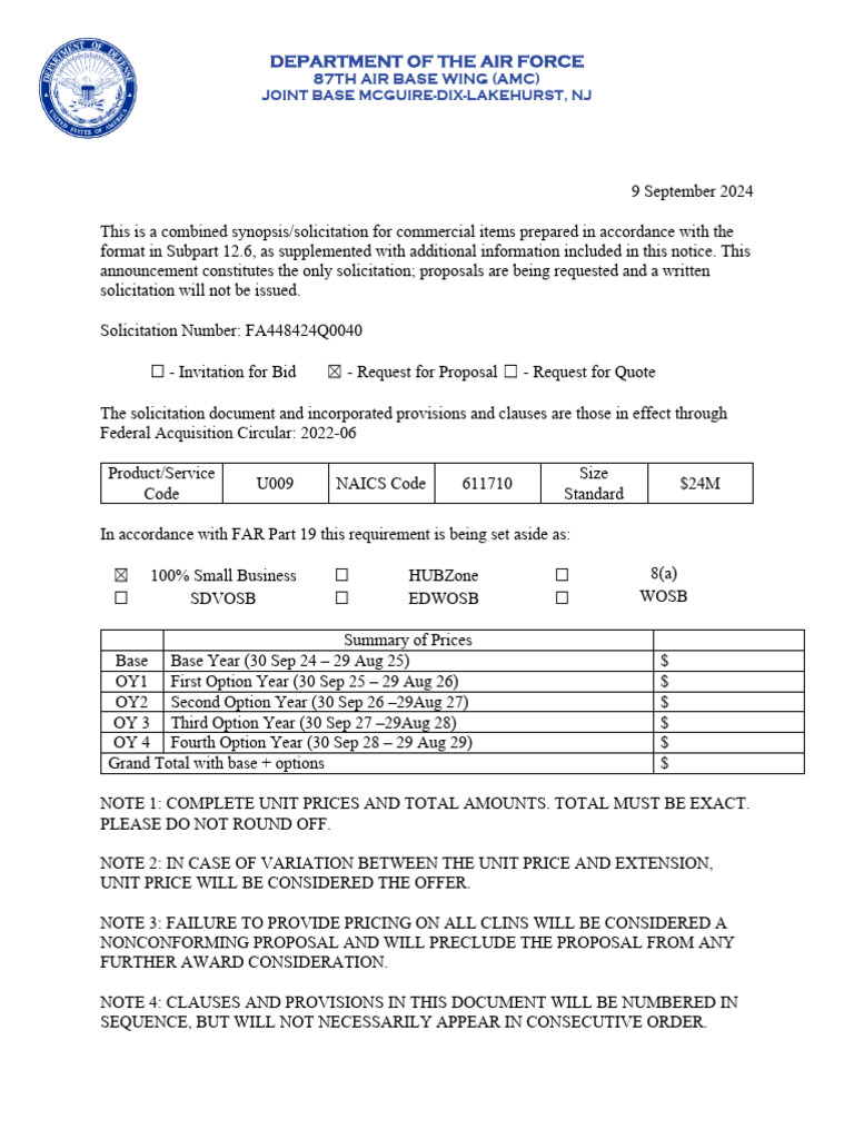 Department of Air Force Solicitation | PDF