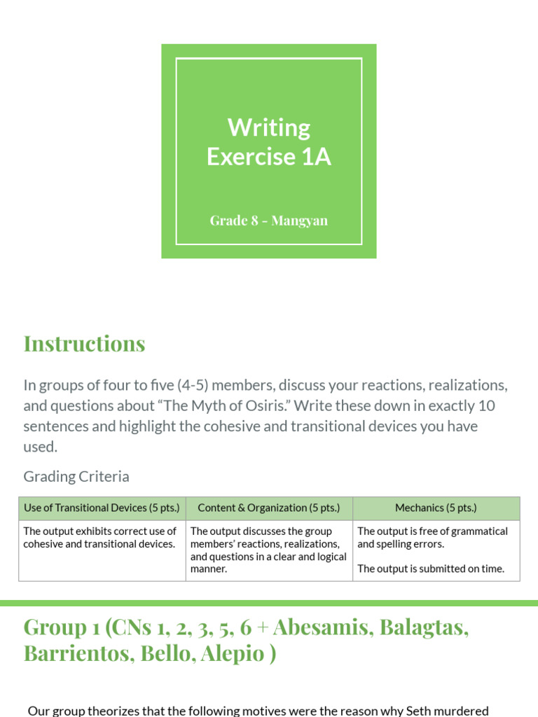 Writing Exercise 1A | PDF