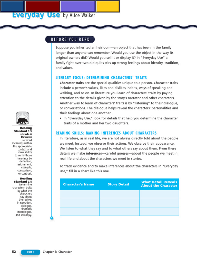 Everyday Use Student Reader | PDF