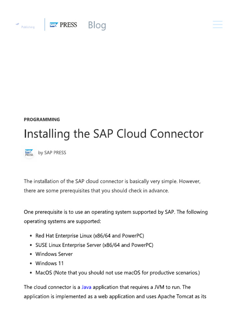 Installing The SAP Cloud Connector | PDF