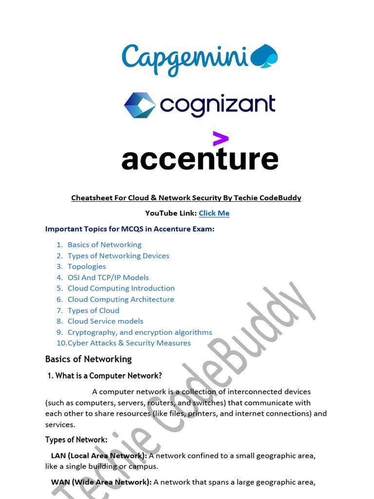 Cloud and Network Security Cheatsheet Cognizant + Capgemini + Accenture | PDF | Technology ...