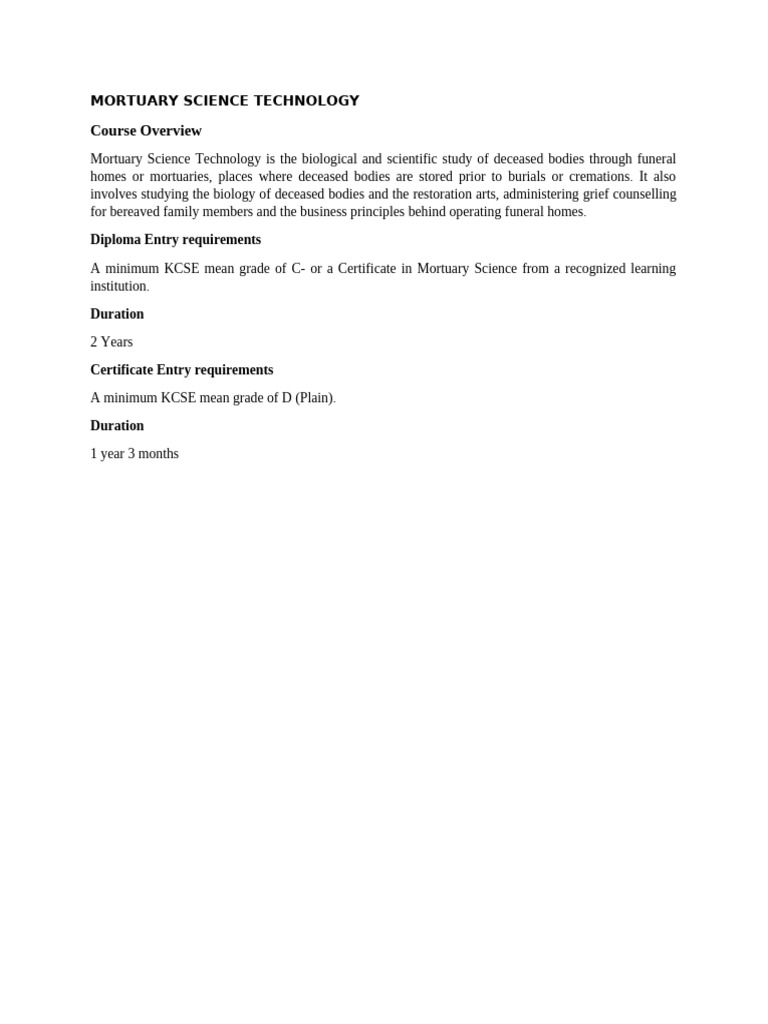 Mortuary Science Technology | PDF