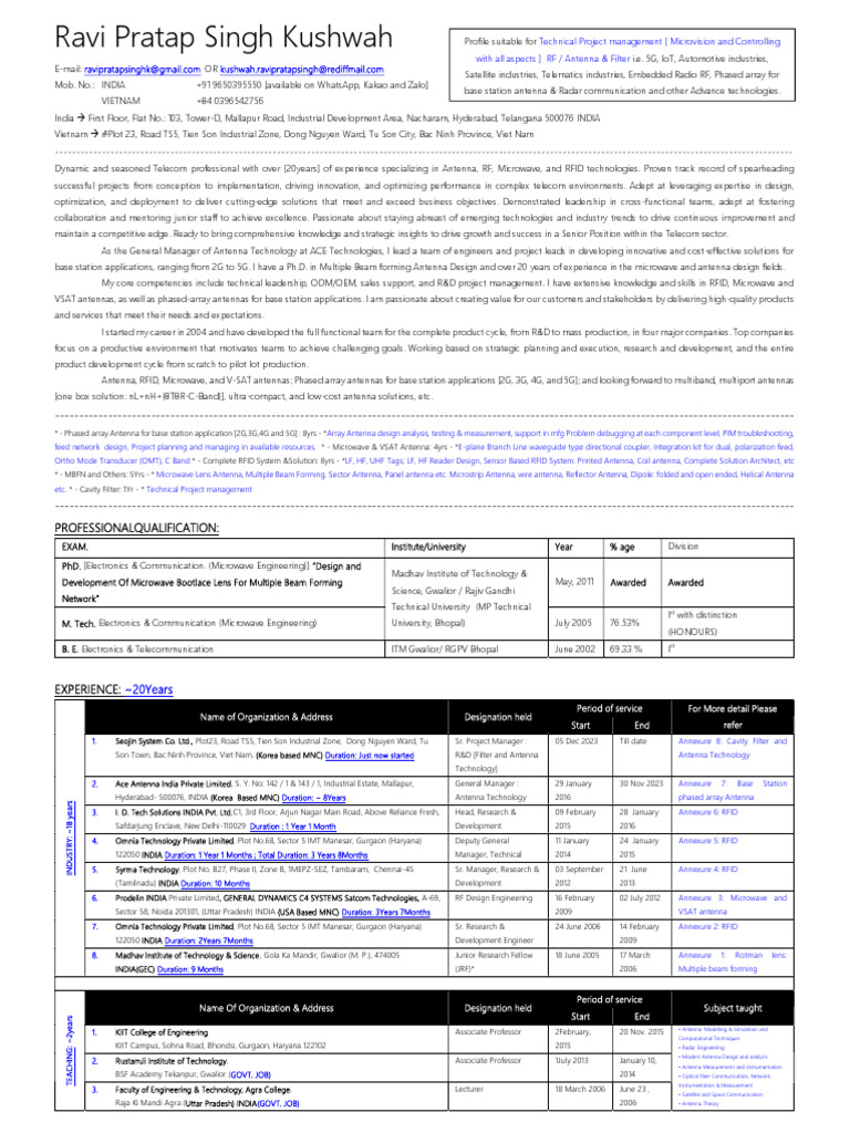 Ravi Pratap Singh Kushwah - Summary - 16082024 | PDF