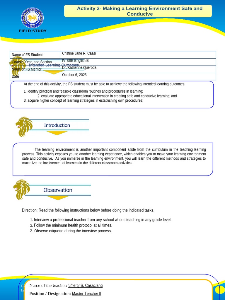 Caasi, Cristine Jane R. (FS2 - W2) | PDF | Learning | Wellness