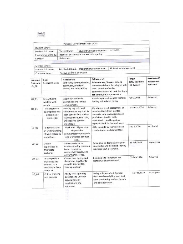Personal Development Plan | PDF
