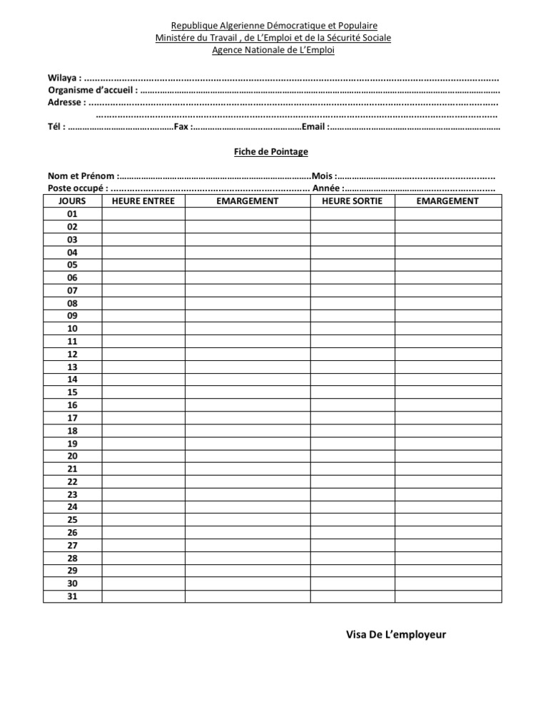 Fiche de Pointage | PDF