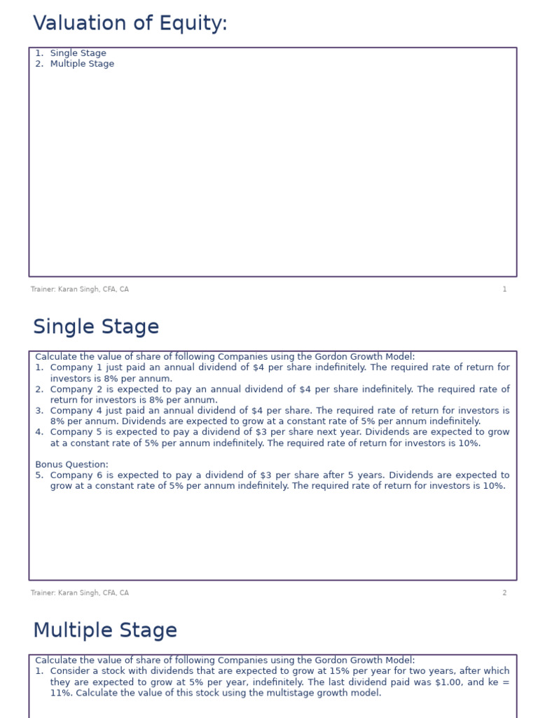 Quants - TVM - Valuation of Equity | PDF