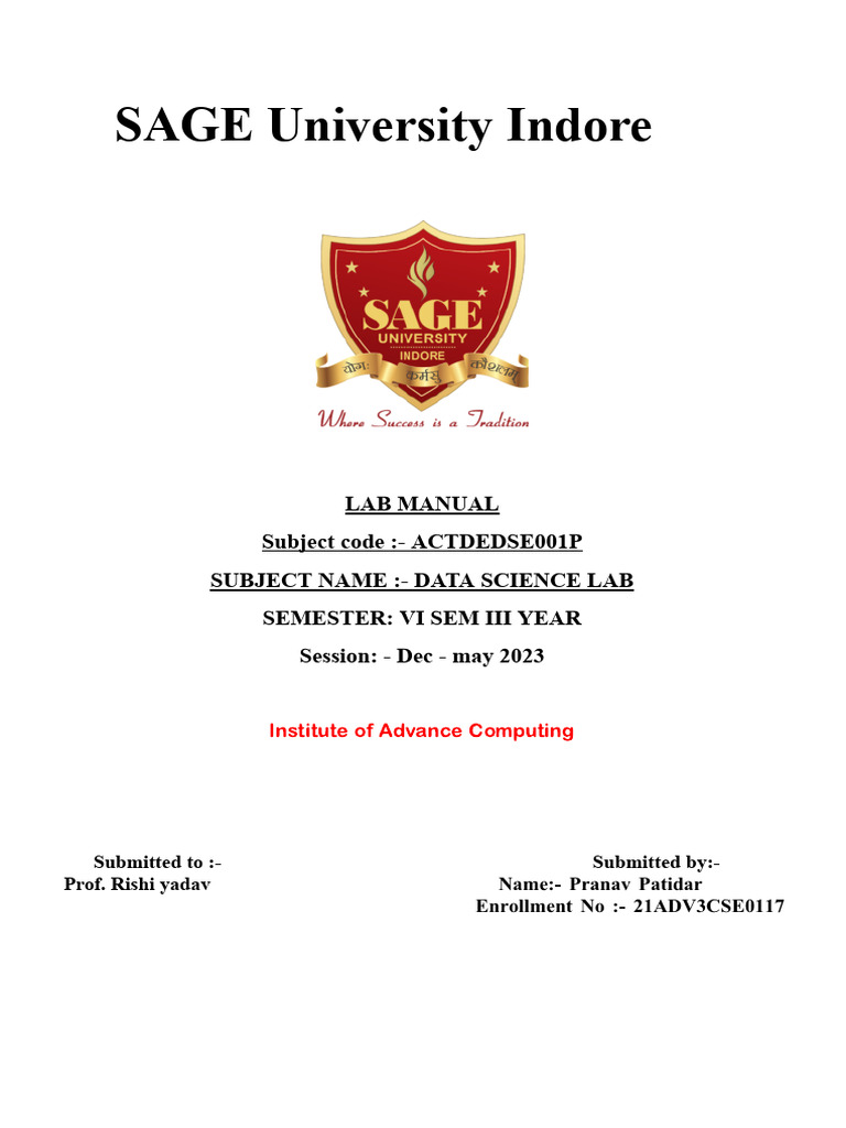 Pranav Data Science Lab | PDF Pranav Data Science Lab | PDF