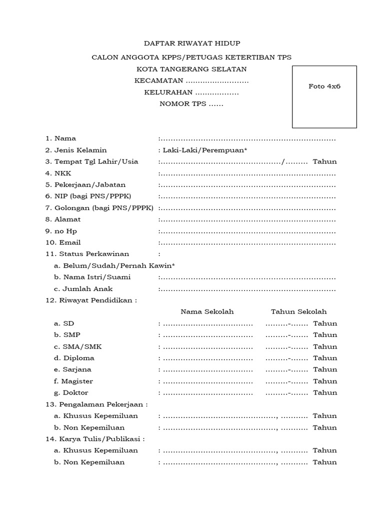 Formulir Kpps Pisangan | PDF