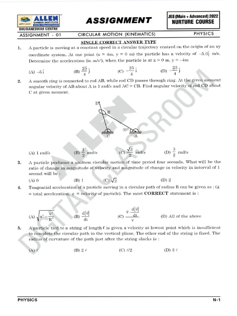 Ass1 Circular Motion Kinetics | PDF