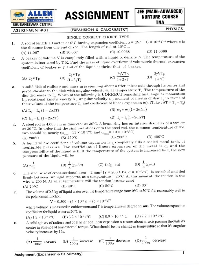 Ass1 Expansion and Calorimetry | PDF