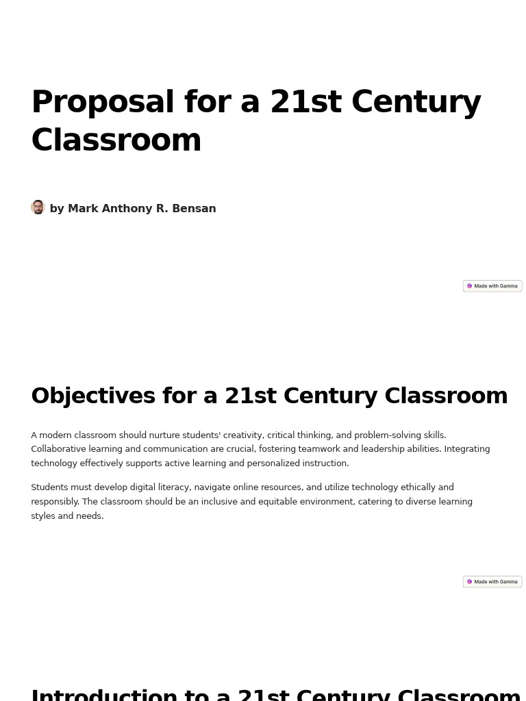 Proposal For A 21st Century Classroom | PDF