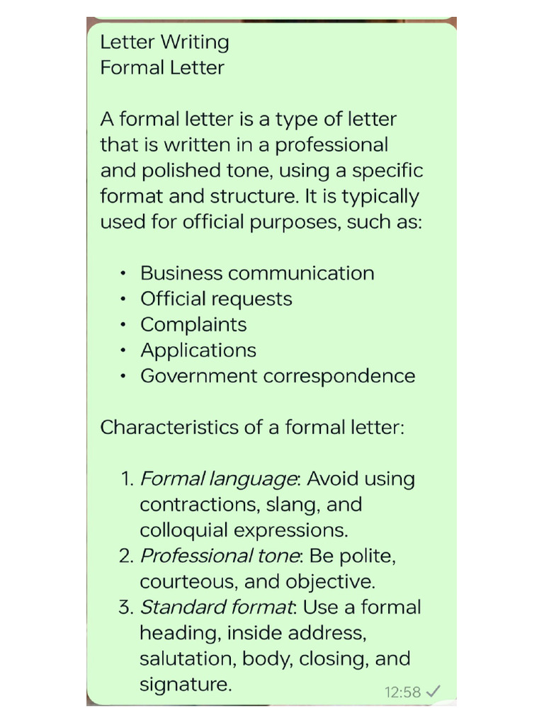 Formal Letter Class 9 Water Conservation | PDF