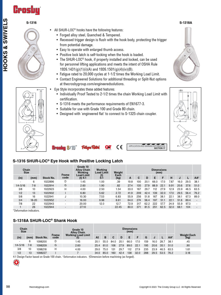 All Shur-Loc Hooks Have The Following Features:: S-1316 SHUR-LOC Eye ...