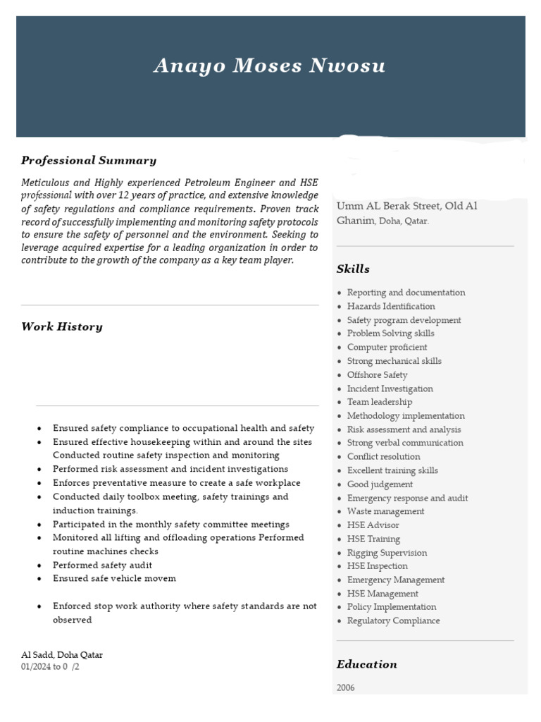 Anayo M CV - RLIC | PDF