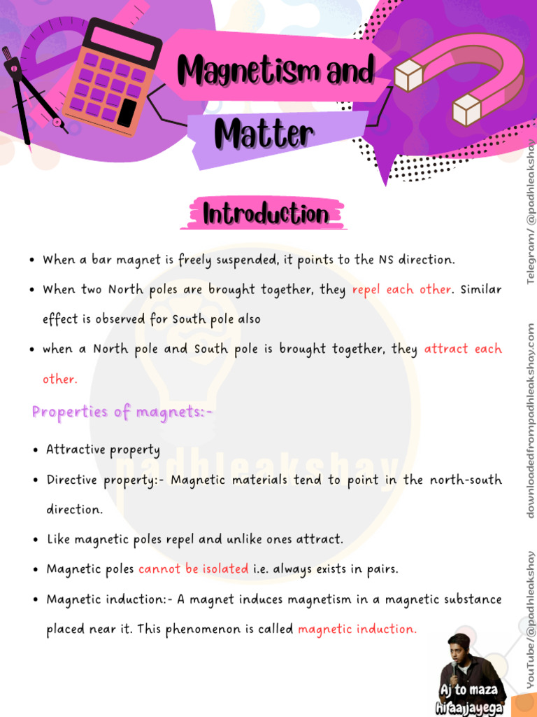 Magnetism and Magnetism and Matter Matter: Properties of Magnets ...