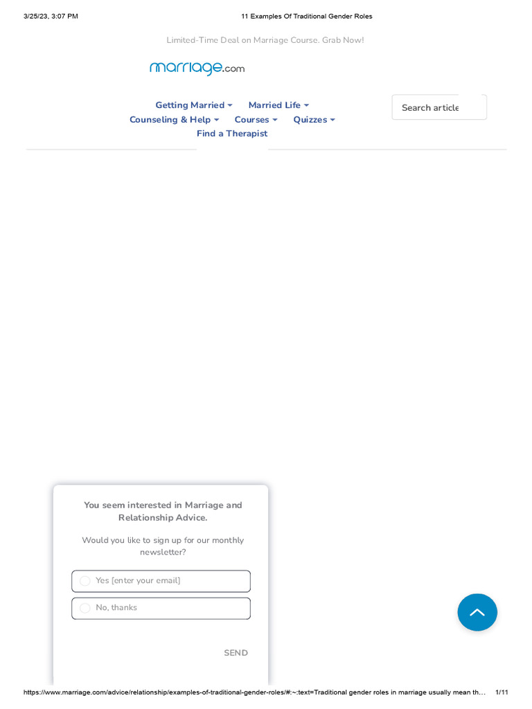 11 Examples of Traditional Gender Roles | PDF