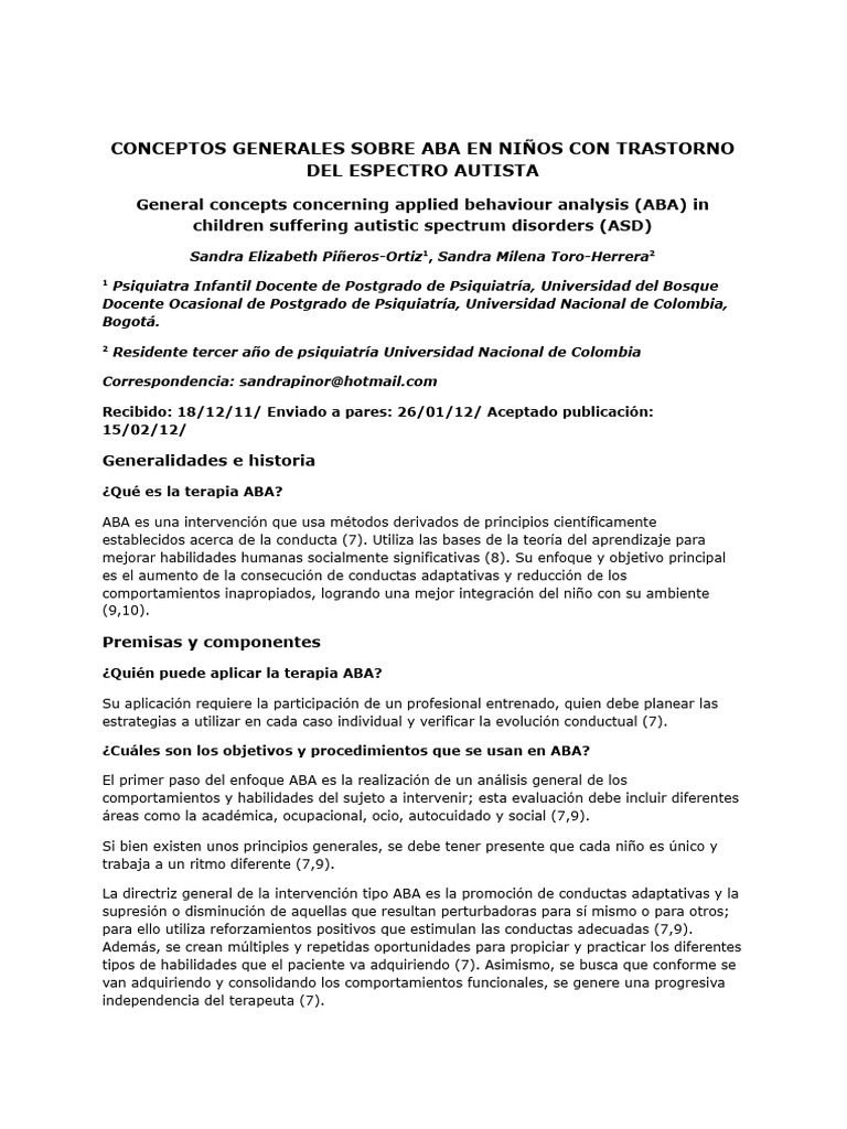 Aba Conceptos Generales Sobre Aba en Niños Con Trastorno Del Espectro Autista | PDF