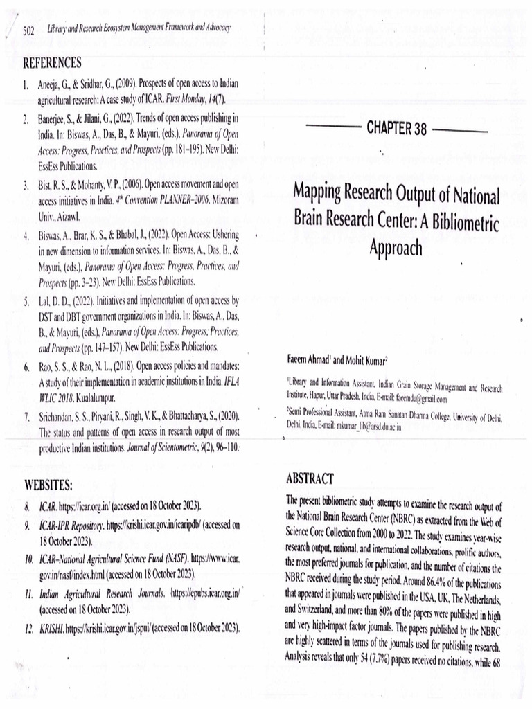 Mapping Research Output of NBRC | PDF