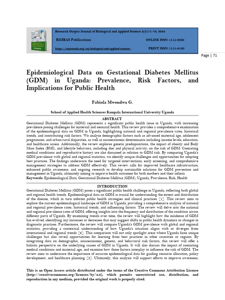 GDM in Uganda: Prevalence and Risk Factors | PDF | Gestational Diabetes ...