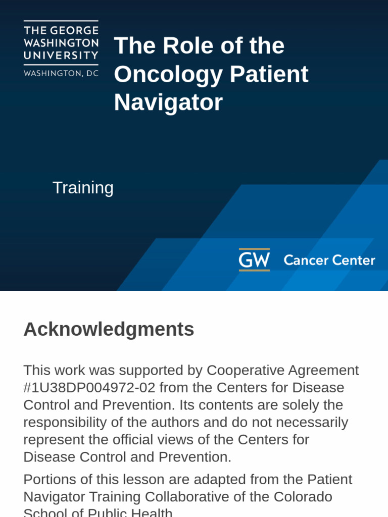 PN Lesson 8 The Role of The Oncology Patient Navigator | PDF