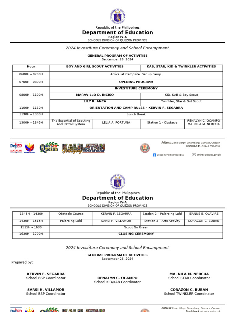 General Program of Activities | PDF