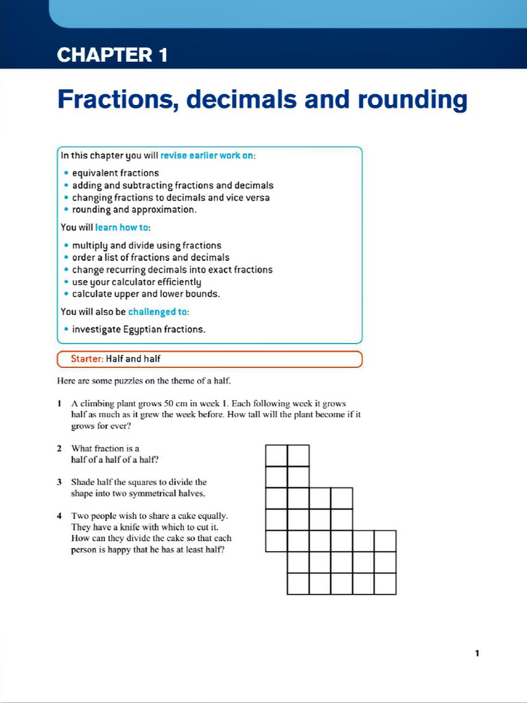 Chapter 1 - Fractions, Decimals and Rounding | PDF