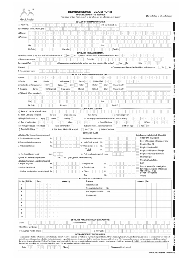 Reimbursement-claim-Form.pdf a and B | PDF
