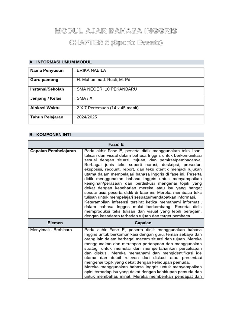 Modul Ajar Chapter 2-Erika Nabila | PDF