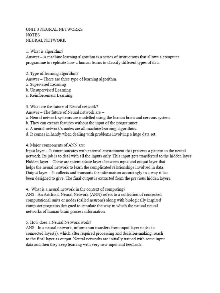 Unit 3 Neural Networks | PDF