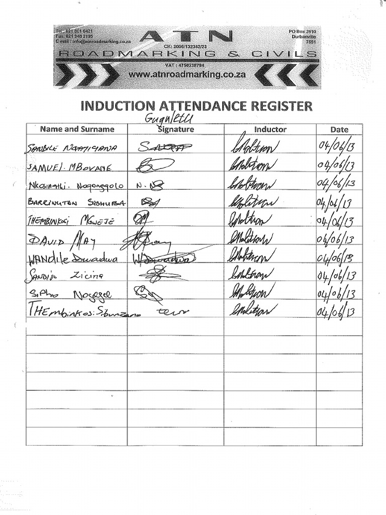 Guguletu Induction | PDF