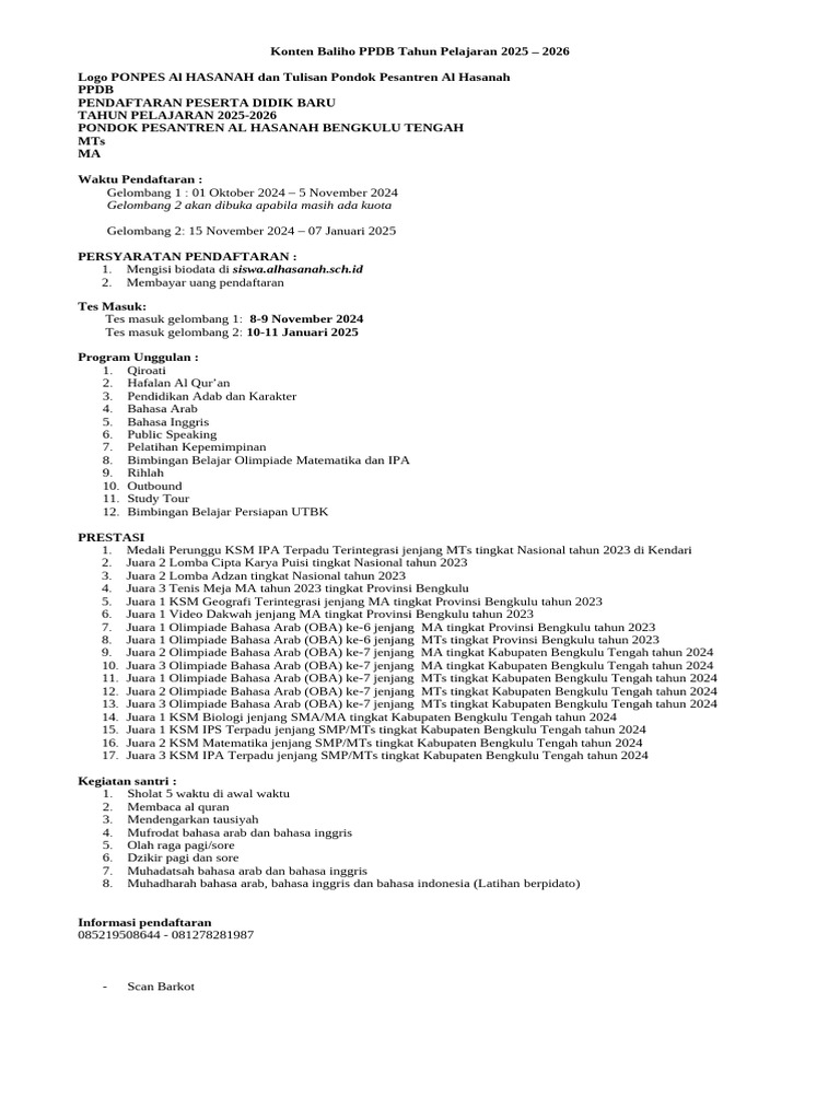 Konten BALIHO PPDB Tahun 2025-2026 | PDF
