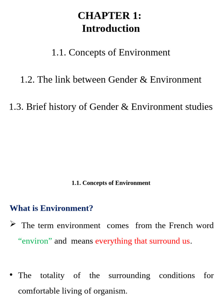Gender and Environment: Key Concepts | PDF | Natural Environment | Wellness