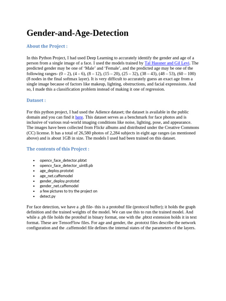 Gender and Age Detection | PDF