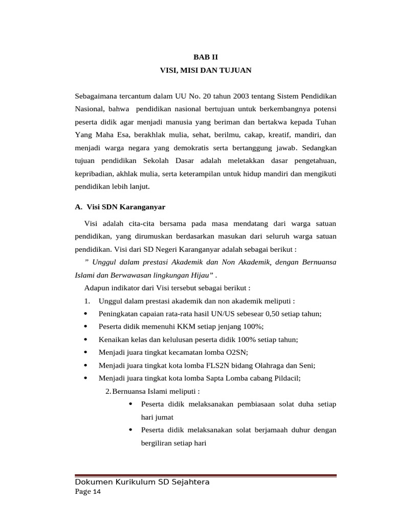 Bab 2 Visi, Misi & Tujuan | PDF