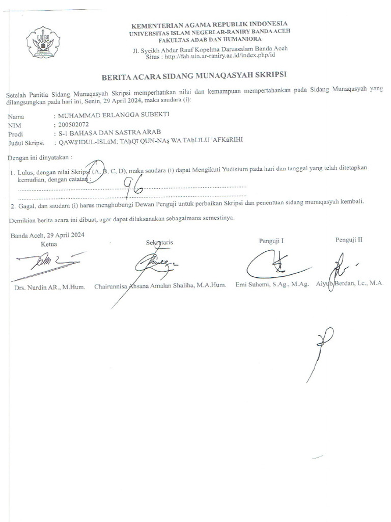 Berita Acara - Muhammad Erlangga Subekti | PDF