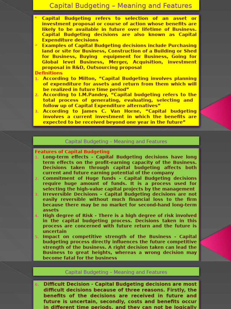 Capital Budgeting - Meaning and Features | PDF