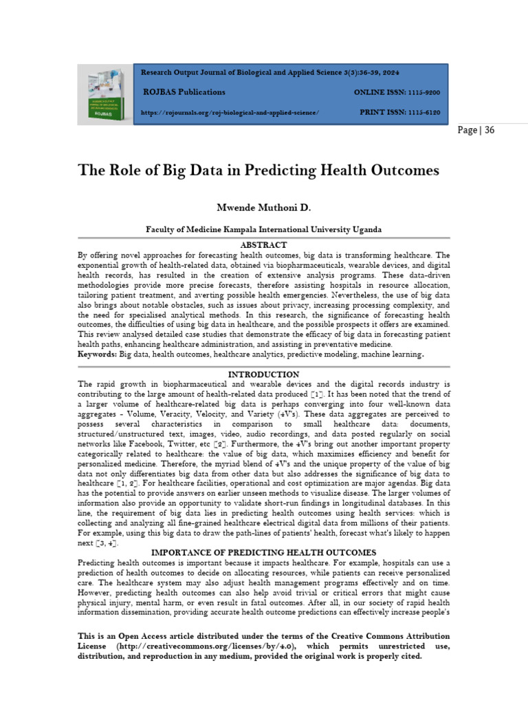 Big Data's Impact on Health Predictions | PDF | Big Data | Machine Learning
