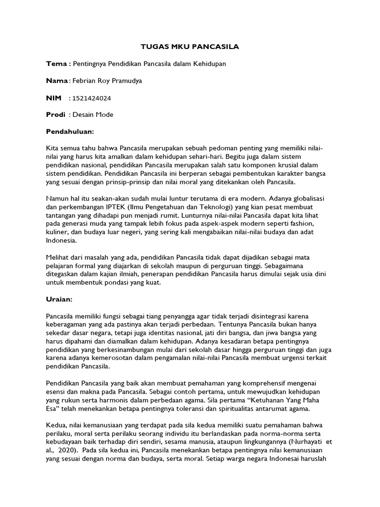 Tugas Mku Pancasila | PDF