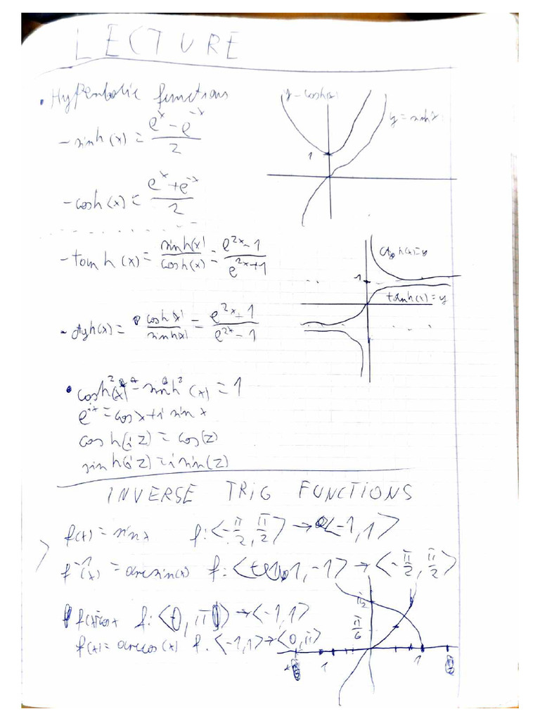 Hyperbolic Functions Revision | PDF