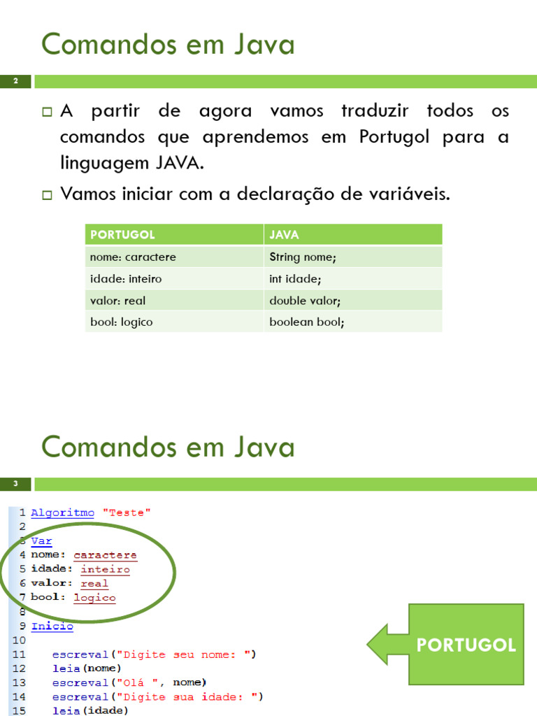 Aula 2 - Comandos Na Linguagens - JAVA | PDF