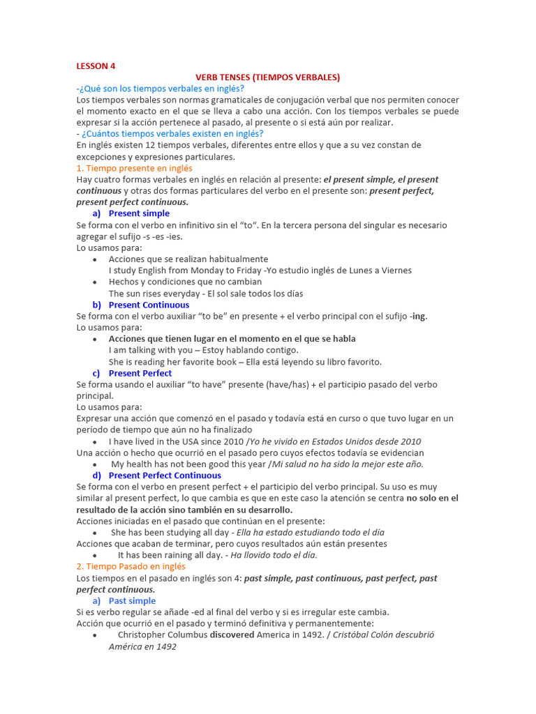6to tiempos verbales | PDF