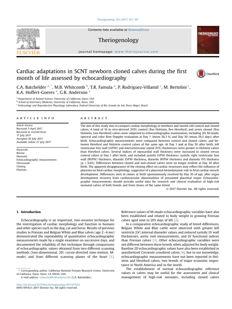 2017 - Batchelder Et Al. - Theriogenology - Cardiac Adaptations in SCNT ...