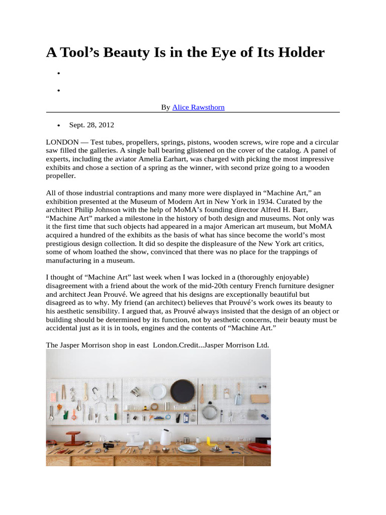 Utilitarian Object Essays | PDF