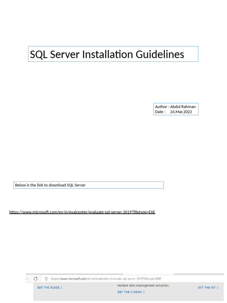 SQL Server Installation V1 | PDF