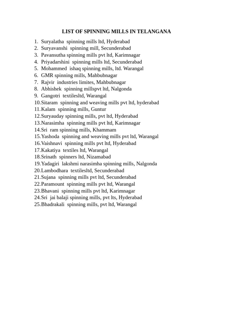 Spinning Mills | PDF | Science & Mathematics